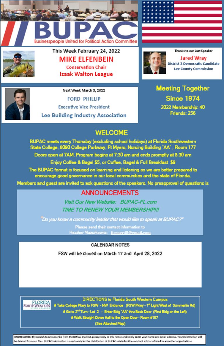 BUPAC Fort Myers - Business People United for Political Action Committee